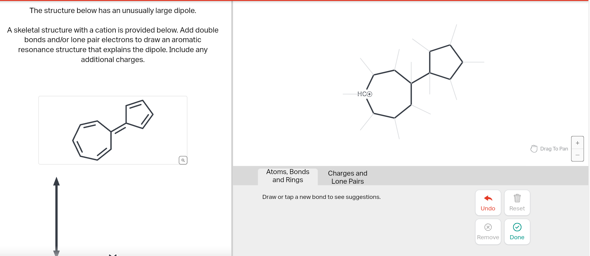 Solved Atoms, BondsCharges andand RingsLone PairsDraw or tap | Chegg.com