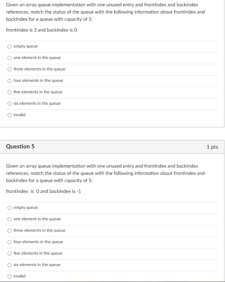 Solved Given an array queue implementation with one unused | Chegg.com