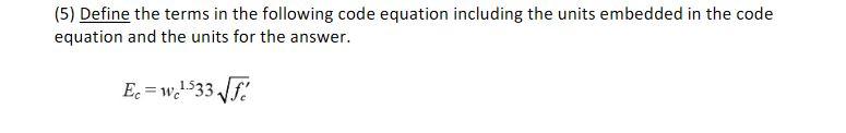 Solved (5) Define the terms in the following code equation | Chegg.com