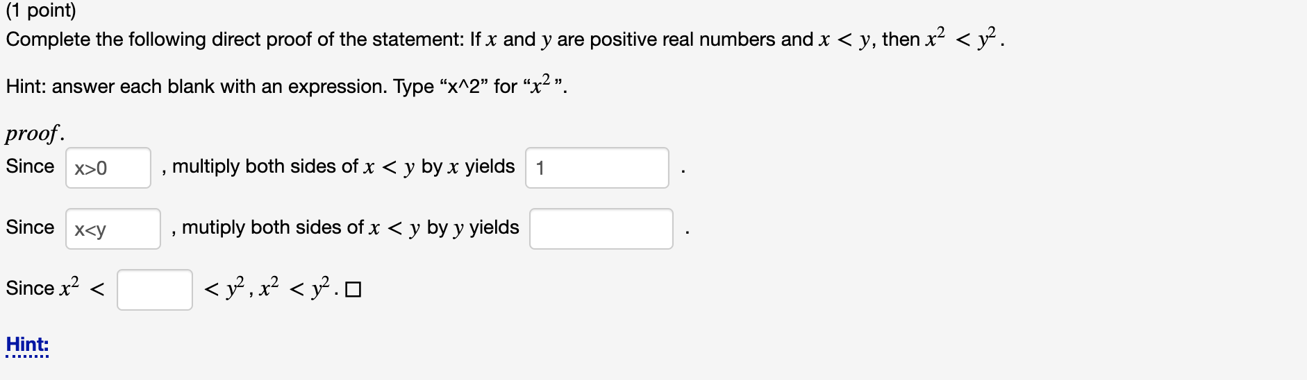 Solved (1 point) Complete the following direct proof of the | Chegg.com