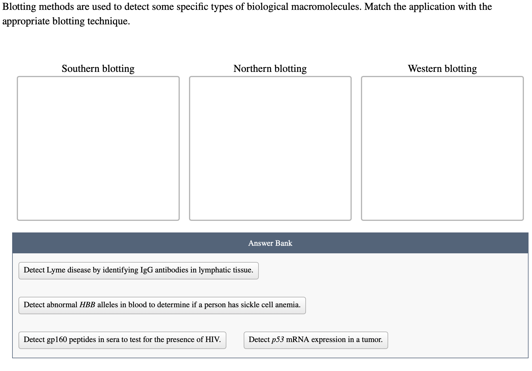 Solved Blotting methods are used to detect some specific | Chegg.com