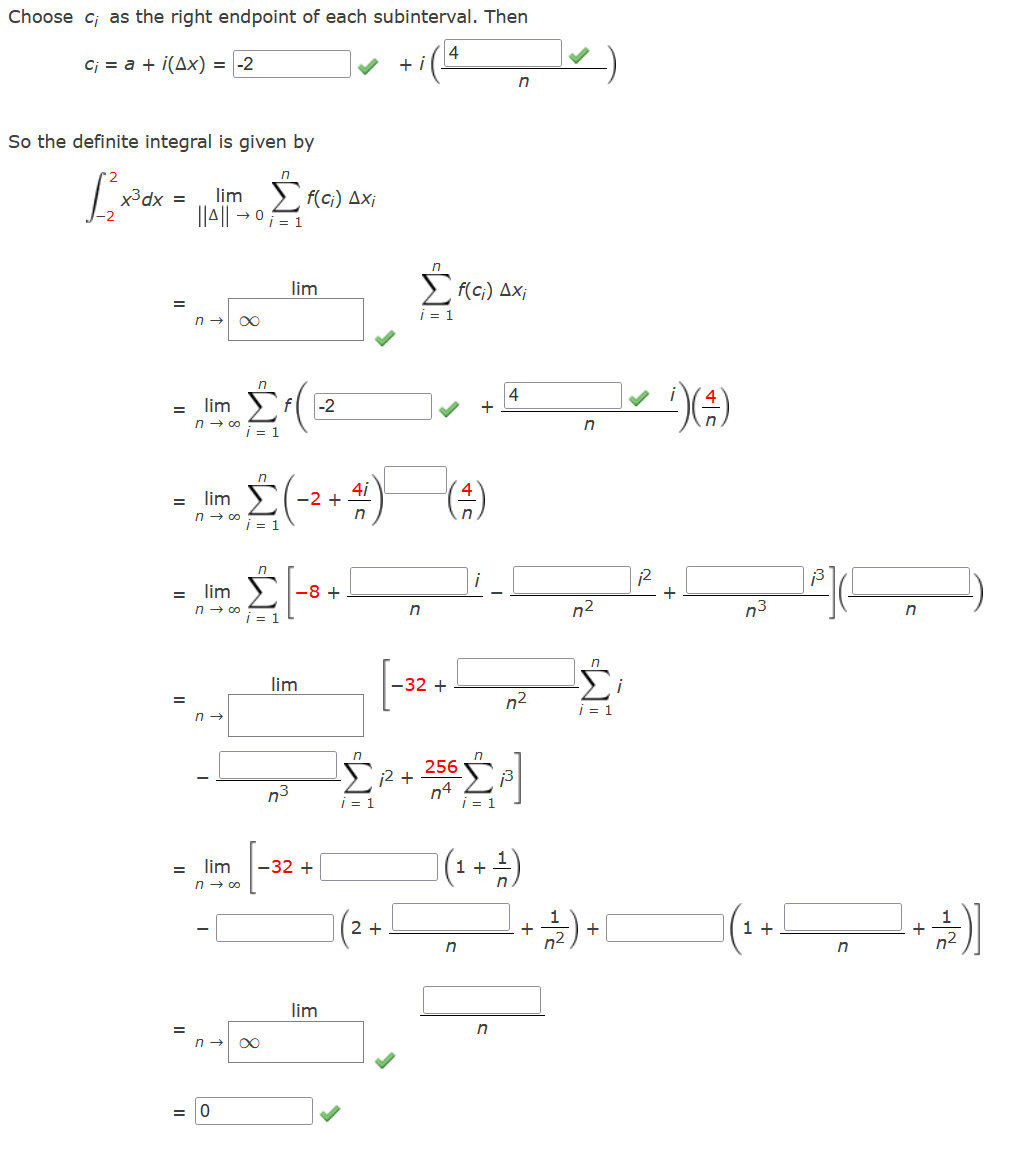 Solved Choose C; as the right endpoint of each subinterval. | Chegg.com
