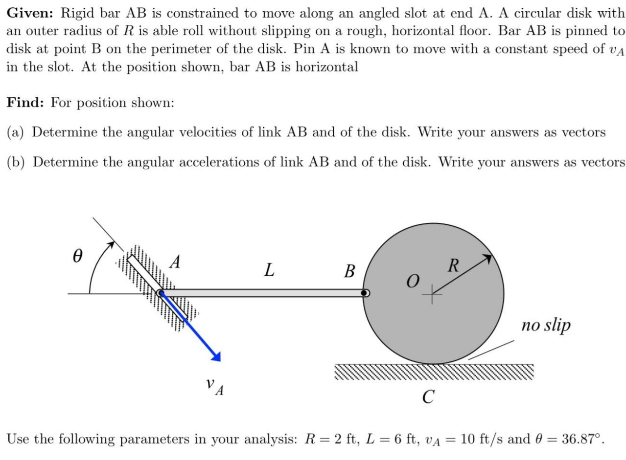 Solved: Rigid Bar AB Is Constrained To Move Along An Angle... | Chegg.com