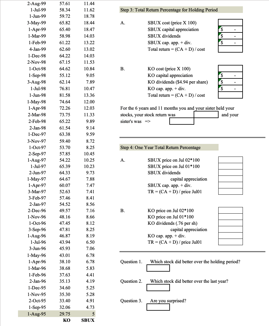 Stock Returns and Variance Estimating stock returns, | Chegg.com