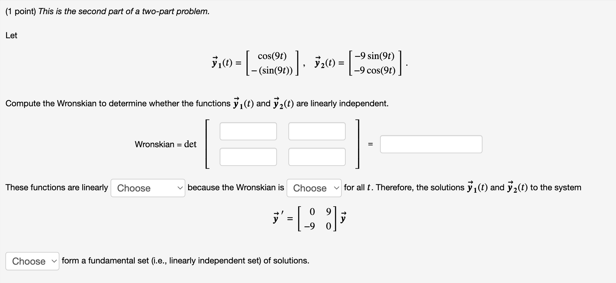 Solved (1 point) This is the second part of a two-part | Chegg.com