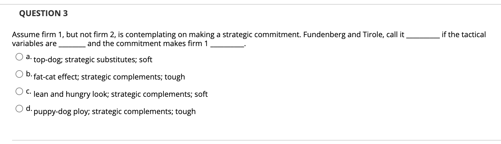 Solved QUESTION 3 Assume firm 1, but not firm 2, is | Chegg.com