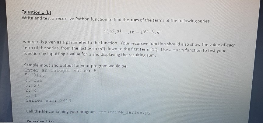 Solved Question 1 (a) Given the following code: def | Chegg.com