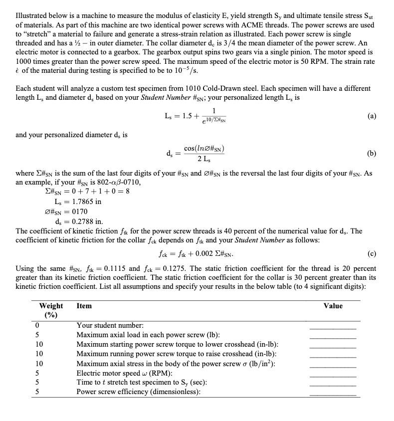 Illustrated below is a machine to measure the modulus | Chegg.com