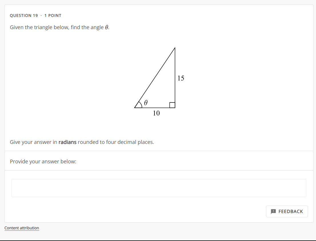 Solved QUESTION 19⋅1 POINT Given the triangle below, find | Chegg.com