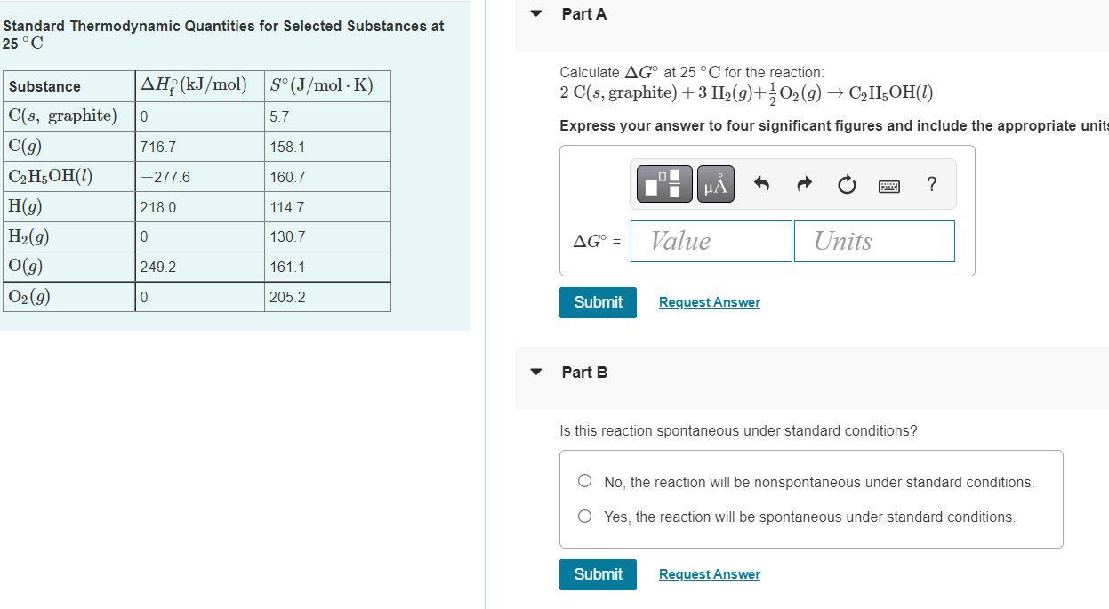Solved Standard Thermodynamic Quantities for Selected | Chegg.com
