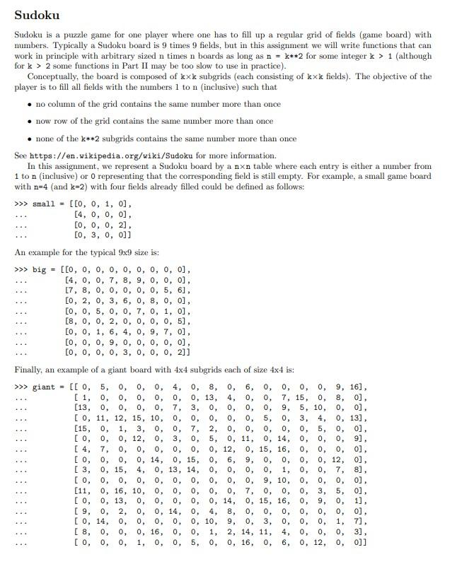 Solved Sudoku Sudoku is a puzzle game for one player where | Chegg.com