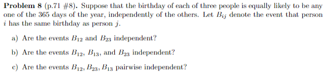 Solved Problem 8 (p.71 \#8). Suppose that the birthday of | Chegg.com