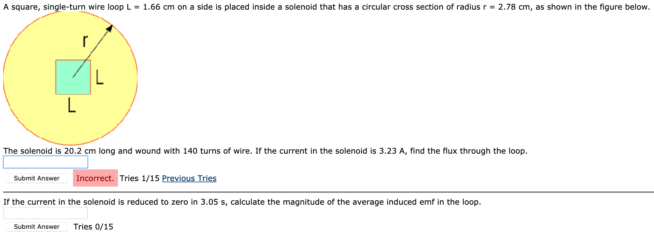 Solved A square, single-turn wire loop L = 1.66 cm on a side | Chegg.com