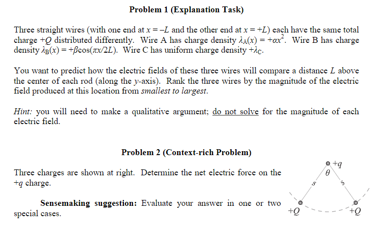Solved Problem 1 (Explanation Task) Three straight wires | Chegg.com