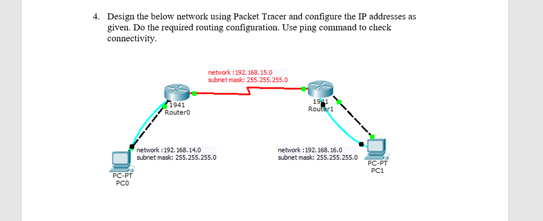 4. Design the below network using Packet Tracer and | Chegg.com