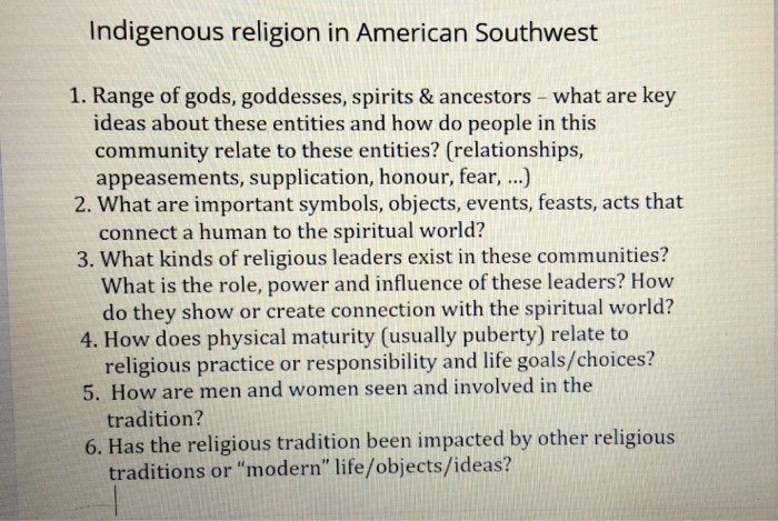 Indigenous religion in American Southwest 1. Range of | Chegg.com