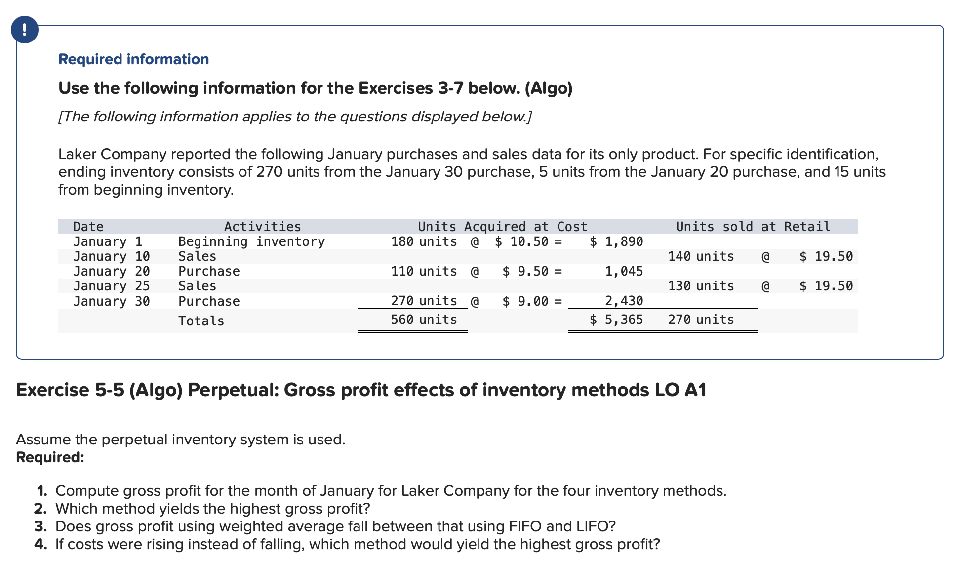 Solved Required information Use the following information | Chegg.com
