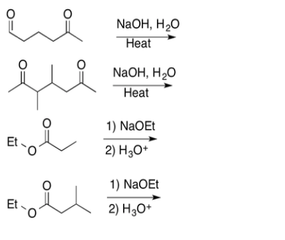 Solved NaOH, H20 Heat O NaOH, H20 Heat 1) NaOEt 2) H3O+ 1) | Chegg.com