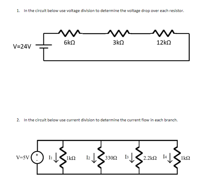 Solved 1. In the circuit below use voltage division to | Chegg.com