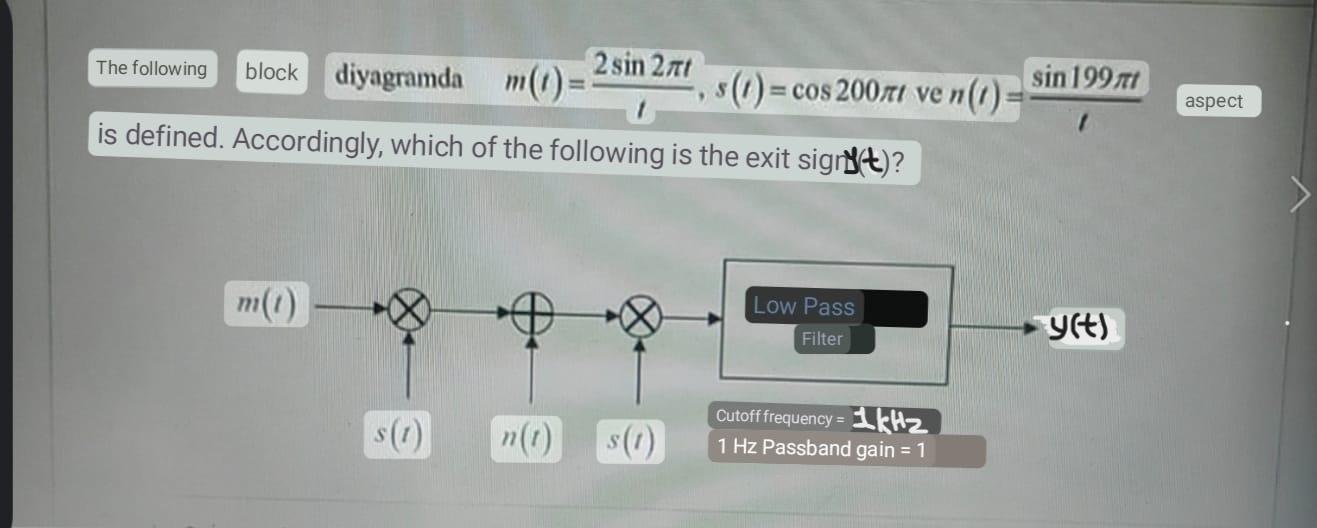 Solved 2 sin 27t The following block diyagramda m(t) = is | Chegg.com