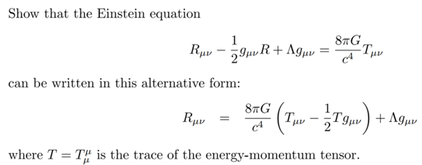 Solved Show that the Einstein equation | Chegg.com
