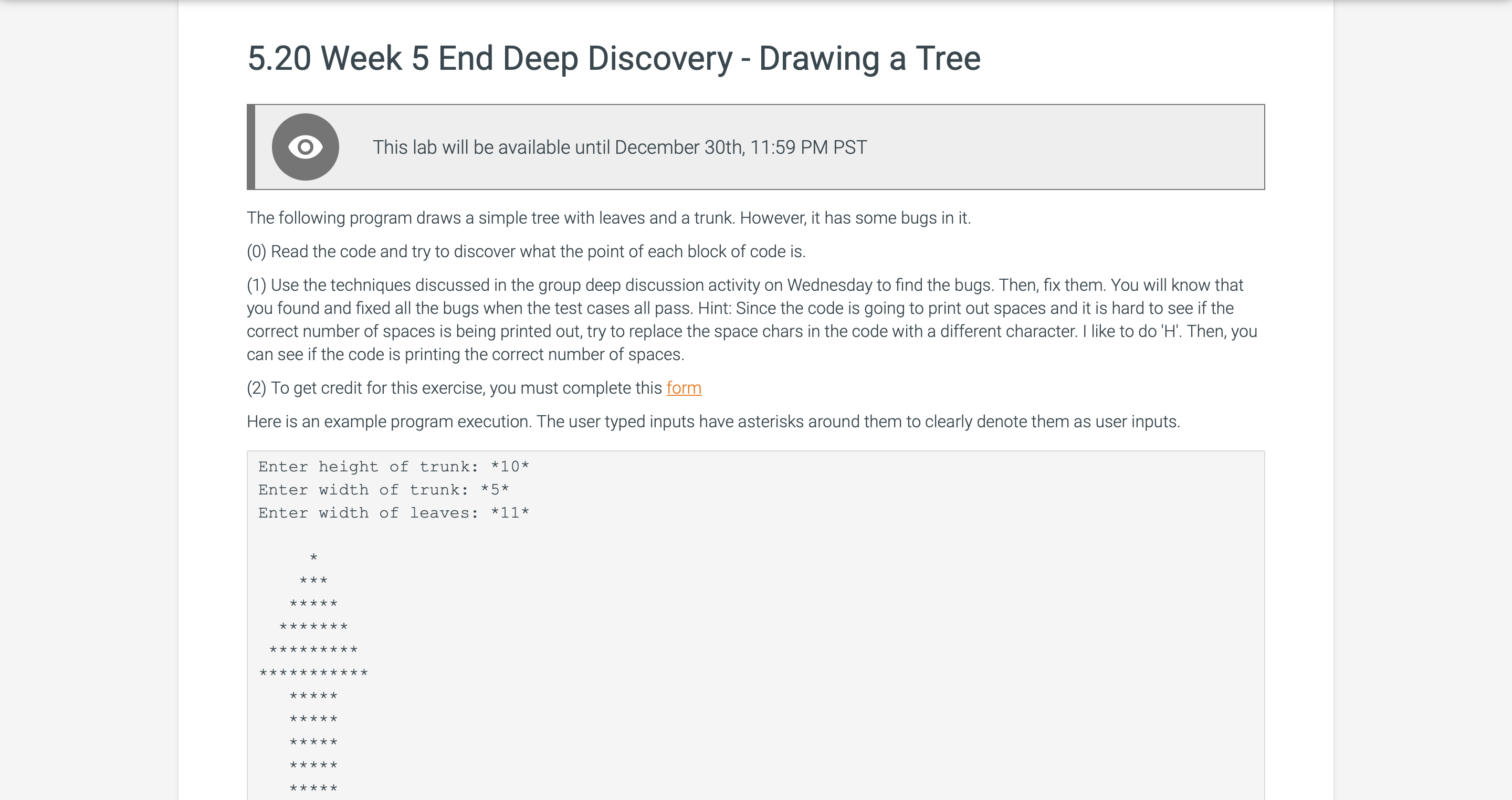 Solved // Output asterisks for the tree top row. for (int | Chegg.com