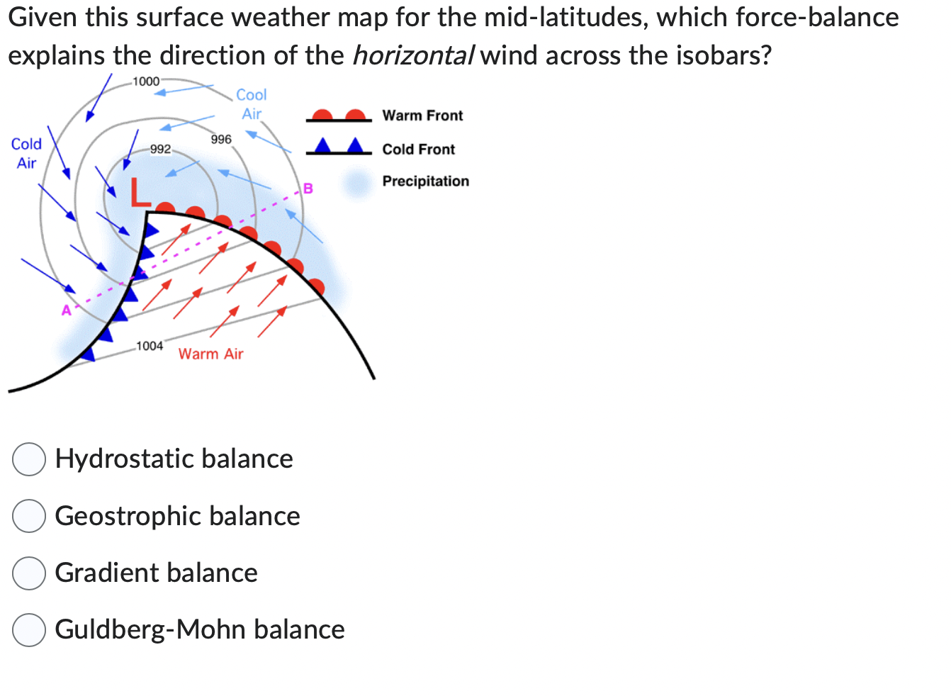 Solved Given this surface weather map for the mid-latitudes, | Chegg.com