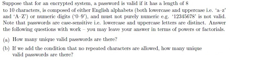 Solved Suppose that for an encrypted system, a password is | Chegg.com