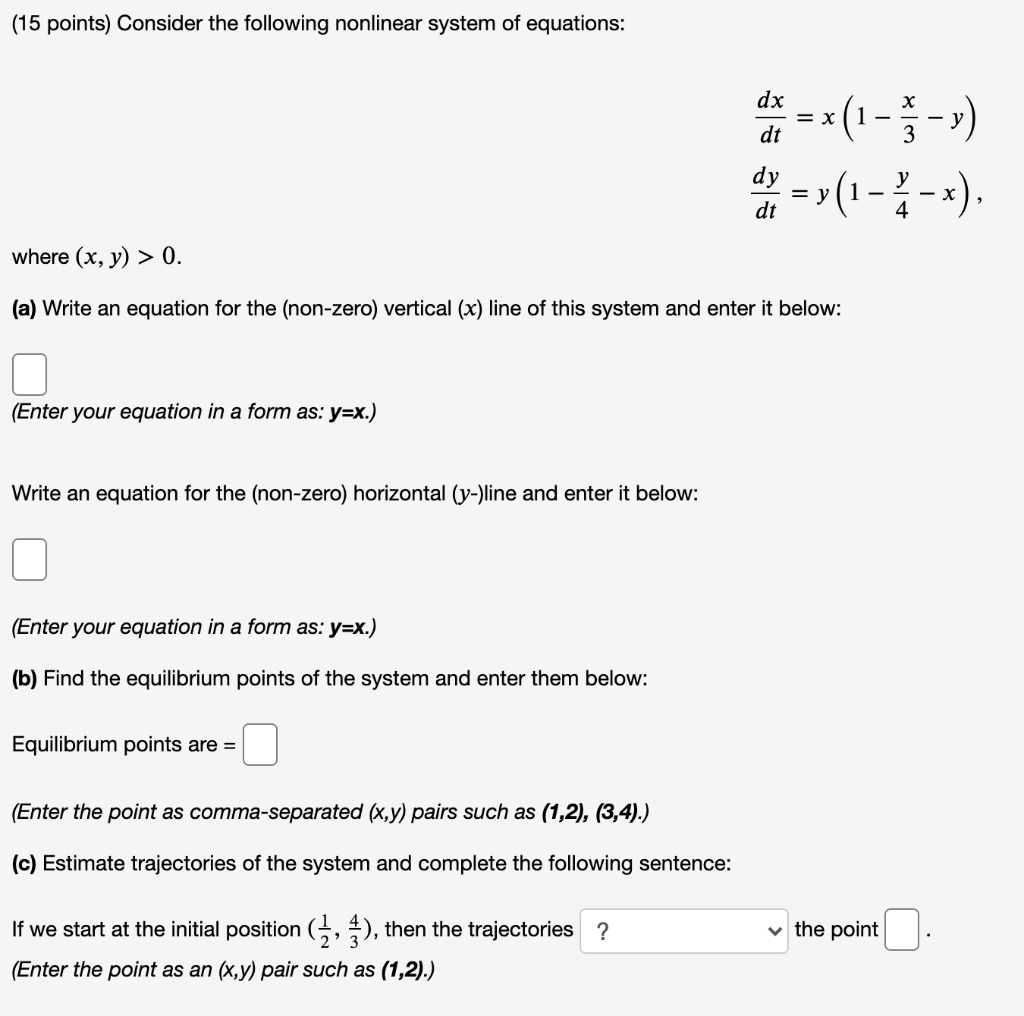 Solved (15 points) Consider the following nonlinear system | Chegg.com