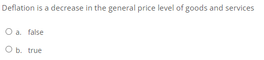Solved Deflation is a decrease in the general price level of | Chegg.com