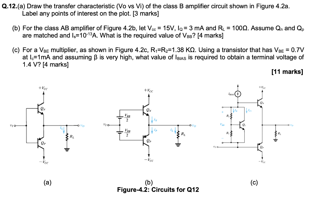 Solved Q.12. (a) Draw the transfer characteristic (Vo vs Vi) | Chegg.com