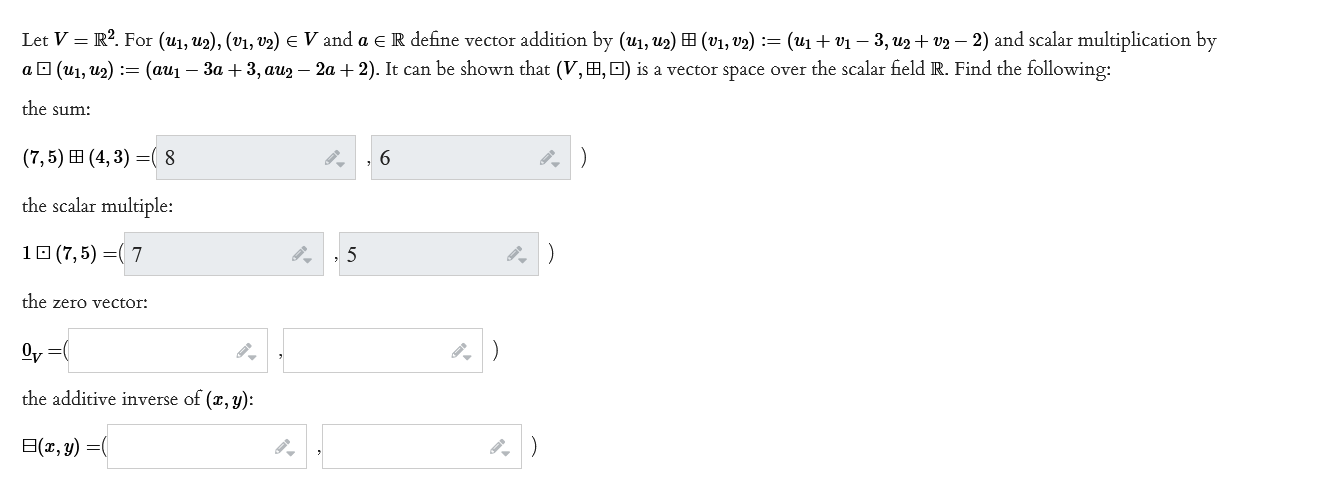 Solved Let V =R2. For (U1, U2), (v1, v2) € V and a € R | Chegg.com