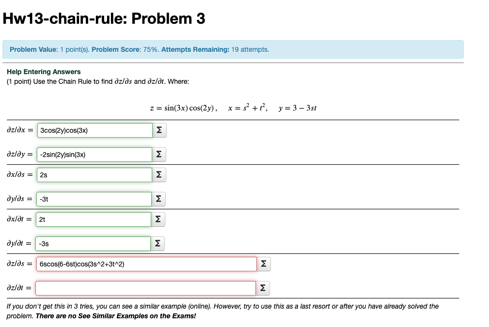 Solved Hw13-chain-rule: Problem 3 Problem Value: 1 point(s). | Chegg.com