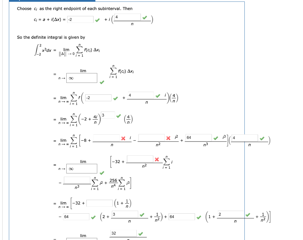 Solved Choose C; as the right endpoint of each subinterval. | Chegg.com