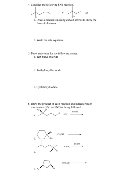 Solved 4. Consider the following SNI reaction. +H0 a. Draw a | Chegg.com