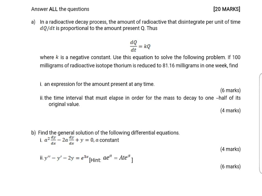Solved Answer ALL the questions [20 MARKS] a) In a | Chegg.com