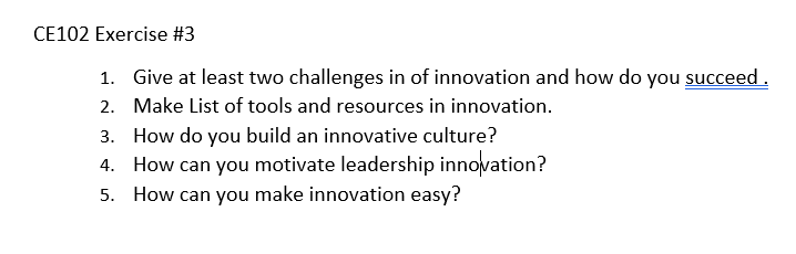 Solved CE102 Exercise #3 1. Give at least two challenges in | Chegg.com