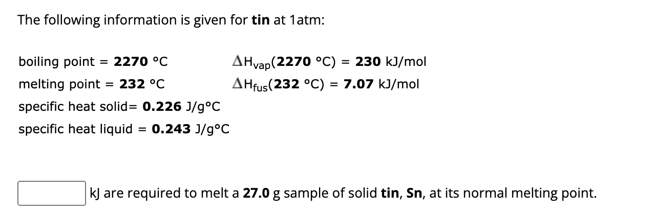 Solved The following information is given for ethanol, | Chegg.com