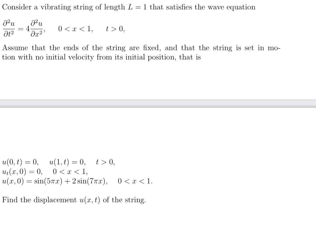 Solved Consider a vibrating string of length L = 1 that | Chegg.com
