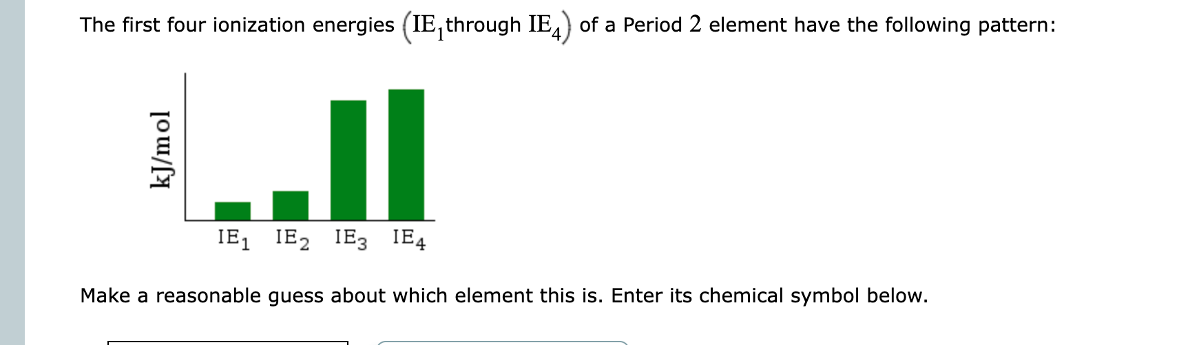 Solved The first four ionization energies (IE1 through IE4) | Chegg.com