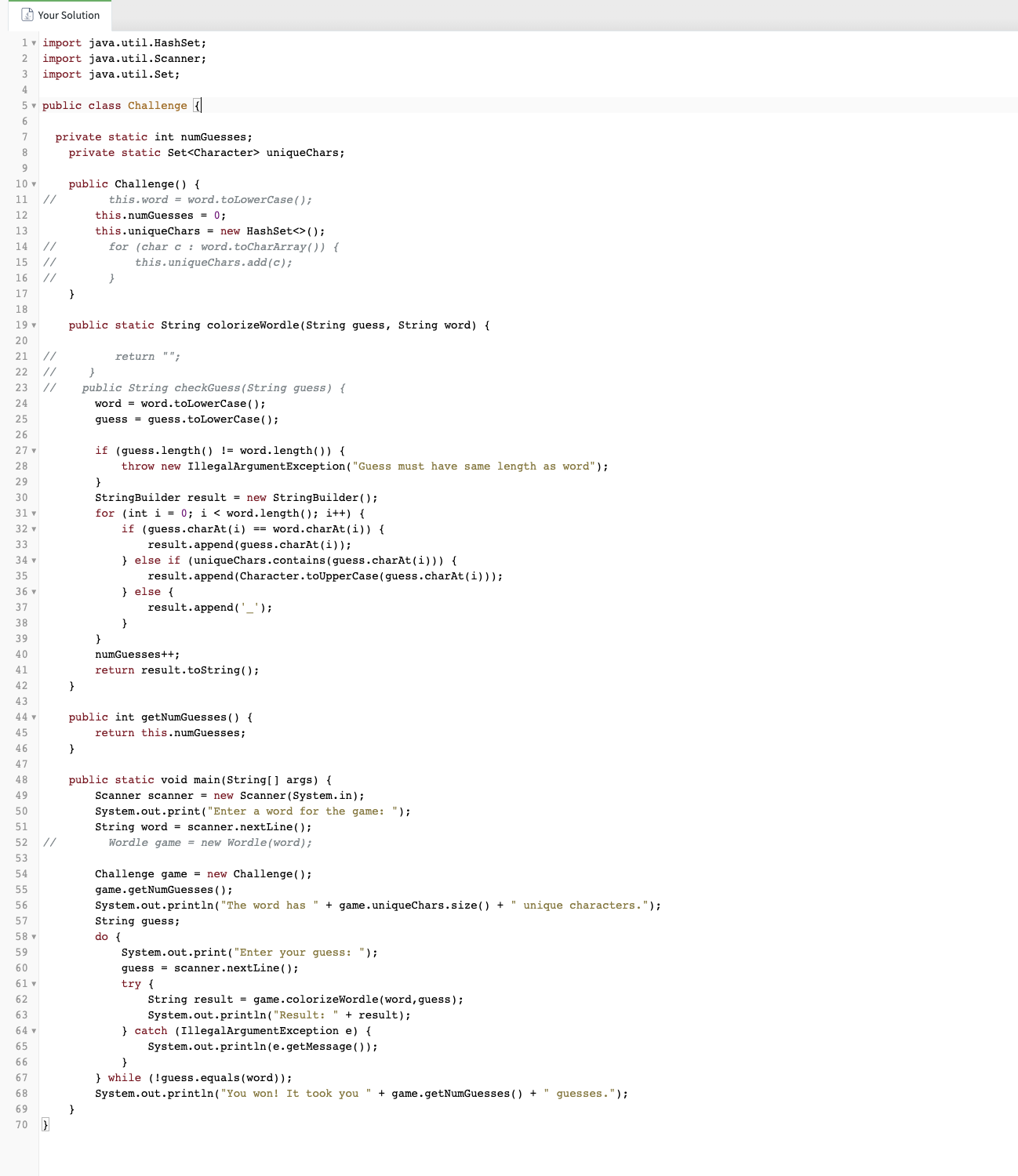 Solved Your Solutionguessed word with one of three different | Chegg.com