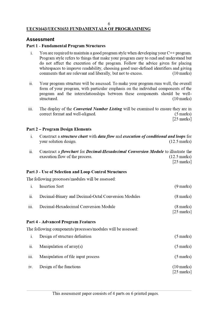 Solved 4 UECS1643/UECS1653 FUNDAMENTALS OF PROGRAMMING Case | Chegg.com