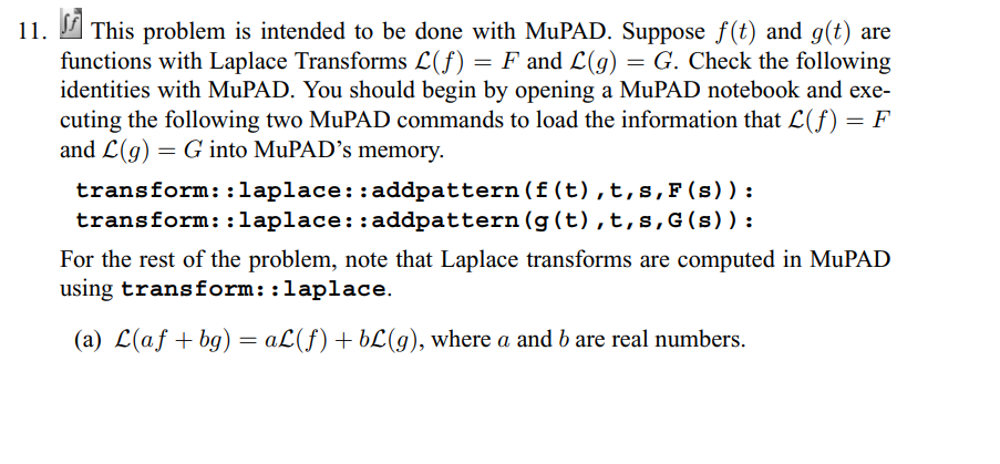 Solved This problem is intended to be done with MuPAD. | Chegg.com