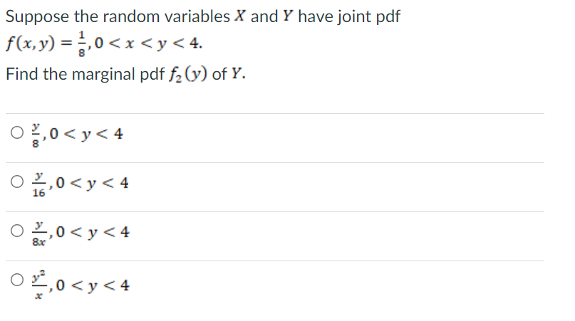 Solved Suppose the random variables X and Y have joint pdf | Chegg.com