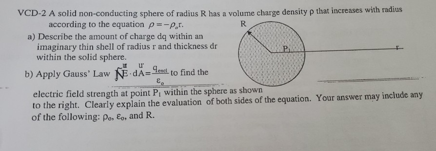 Solved VCD-2 A solid non-conducting sphere of radius R has a | Chegg.com