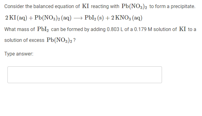 Solved Consider the balanced equation of KI reacting with | Chegg.com
