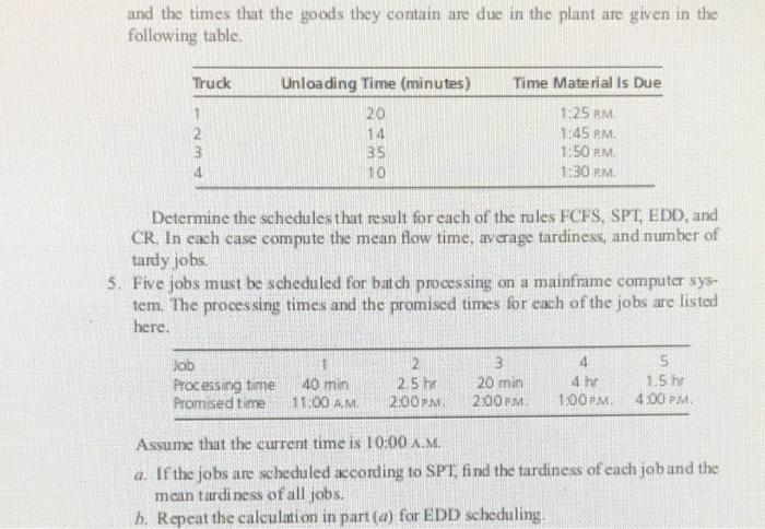 Solved 4. Four trucks, 1,2, 3, and 4, are waiting on a | Chegg.com