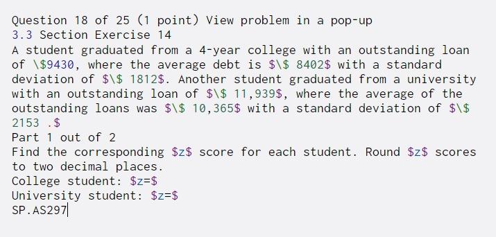 Solved Question 18 of 25 (1 point) View problem in a pop-up | Chegg.com