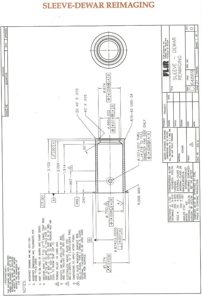 Solved Note: Refer to the print drawing of the SLEEVE-DEWAR | Chegg.com