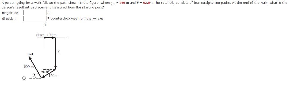 Solved A person going for a walk follows the path shown in | Chegg.com